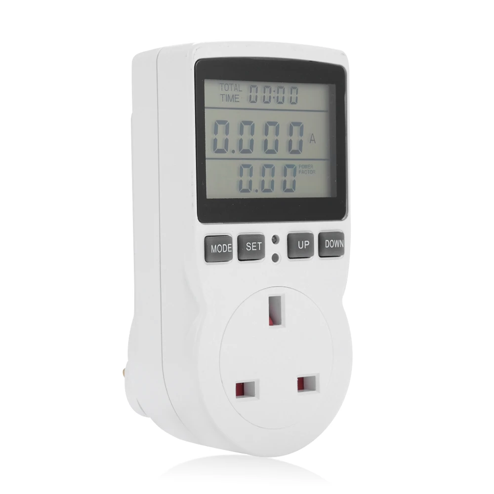 UK Digital LCD Power Meter Socket Outlet Wattmeter Kwh Voltage Current ...