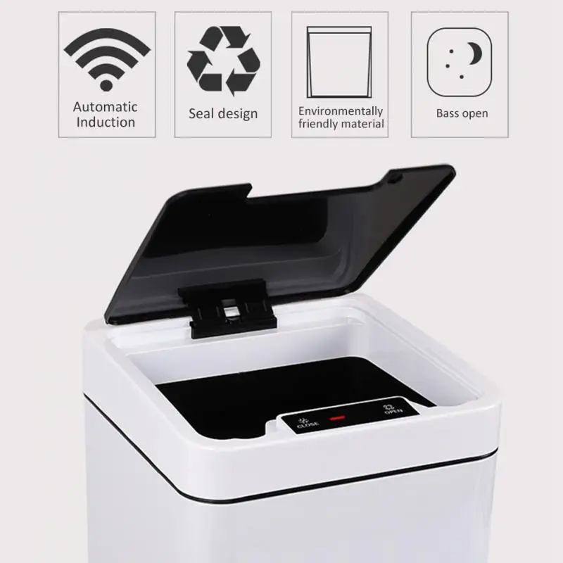 10L Smart Sensor Trash Can Square Automatic Wireless Induction Waste ...