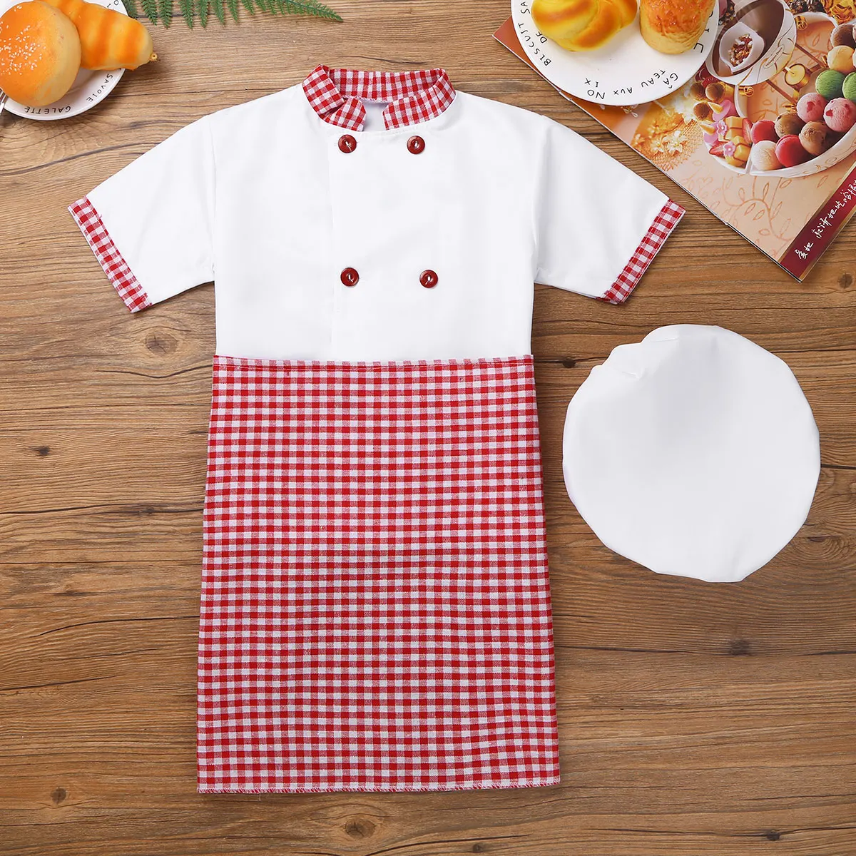 TiaoBug Children Unisex Chef Uniform Kids Boys Girls Chef Jacket with ...