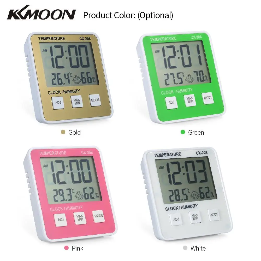 Lcd Digital Indoor Thermometer Hygrometer Alarm Clock Room Temperature Humidity Gauge Meter