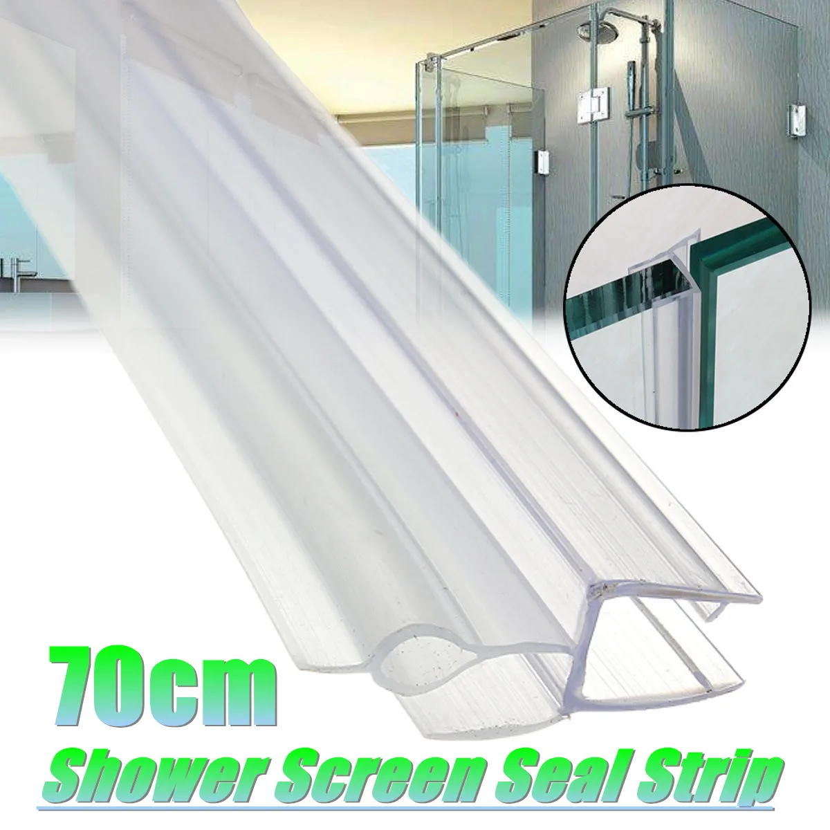 4-6mm Shower Screen Water Seal Strip Bar Curved Flat Glass Bath Door to ...