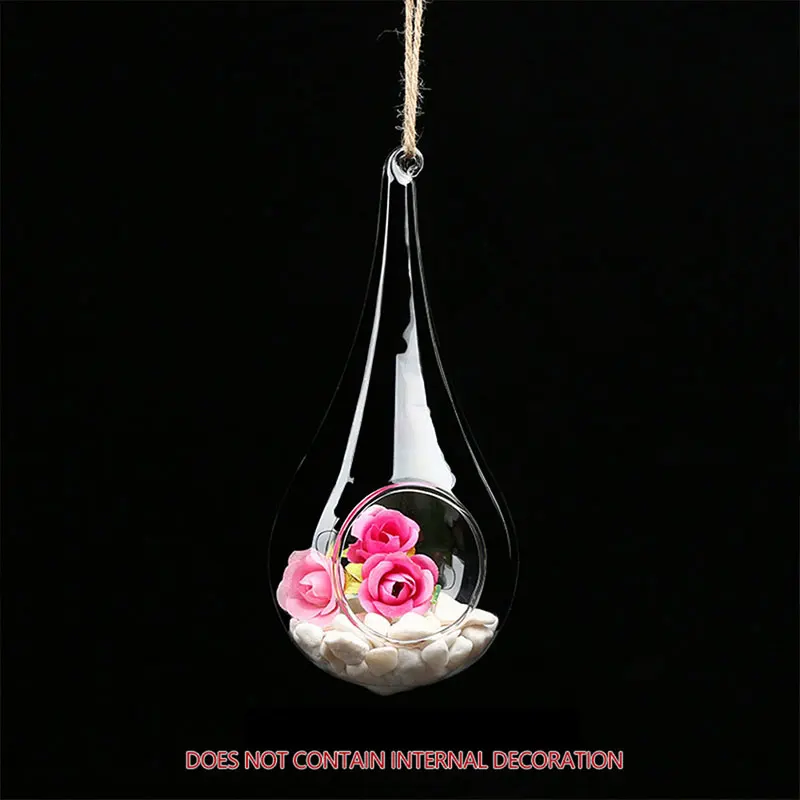 Table Glass Hanging Vase Water Drop Shaped Plants Bottle Wall Glass ...