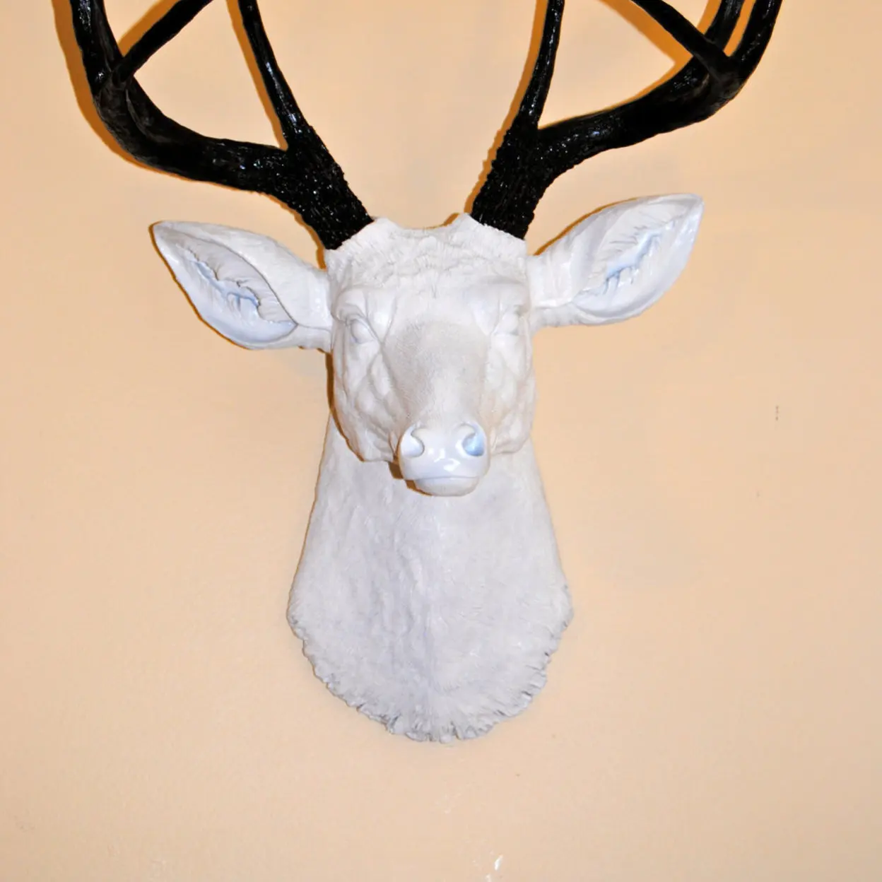 Fake Deer Head Black and White Deer Head Antlers Faux Taxidermy Wall ...