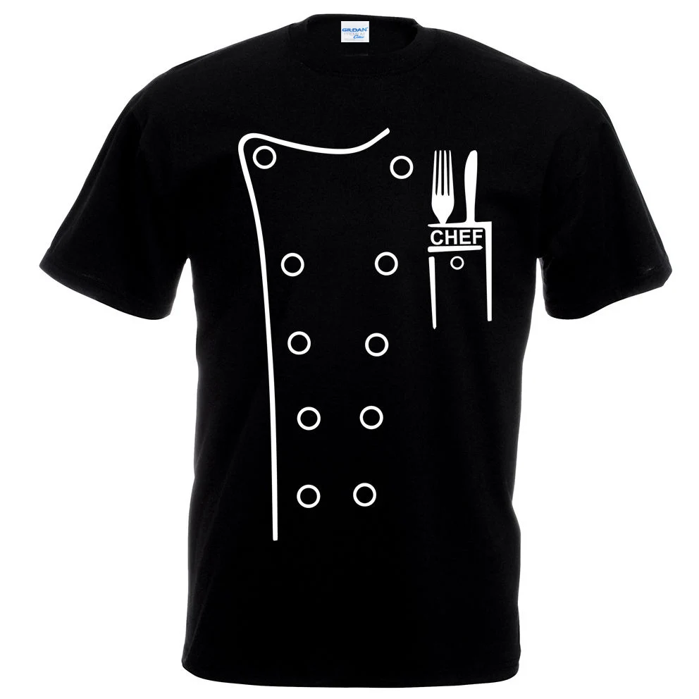 Homme camiseta de los hombres de moda Chef Tee negro camiseta divertida ...
