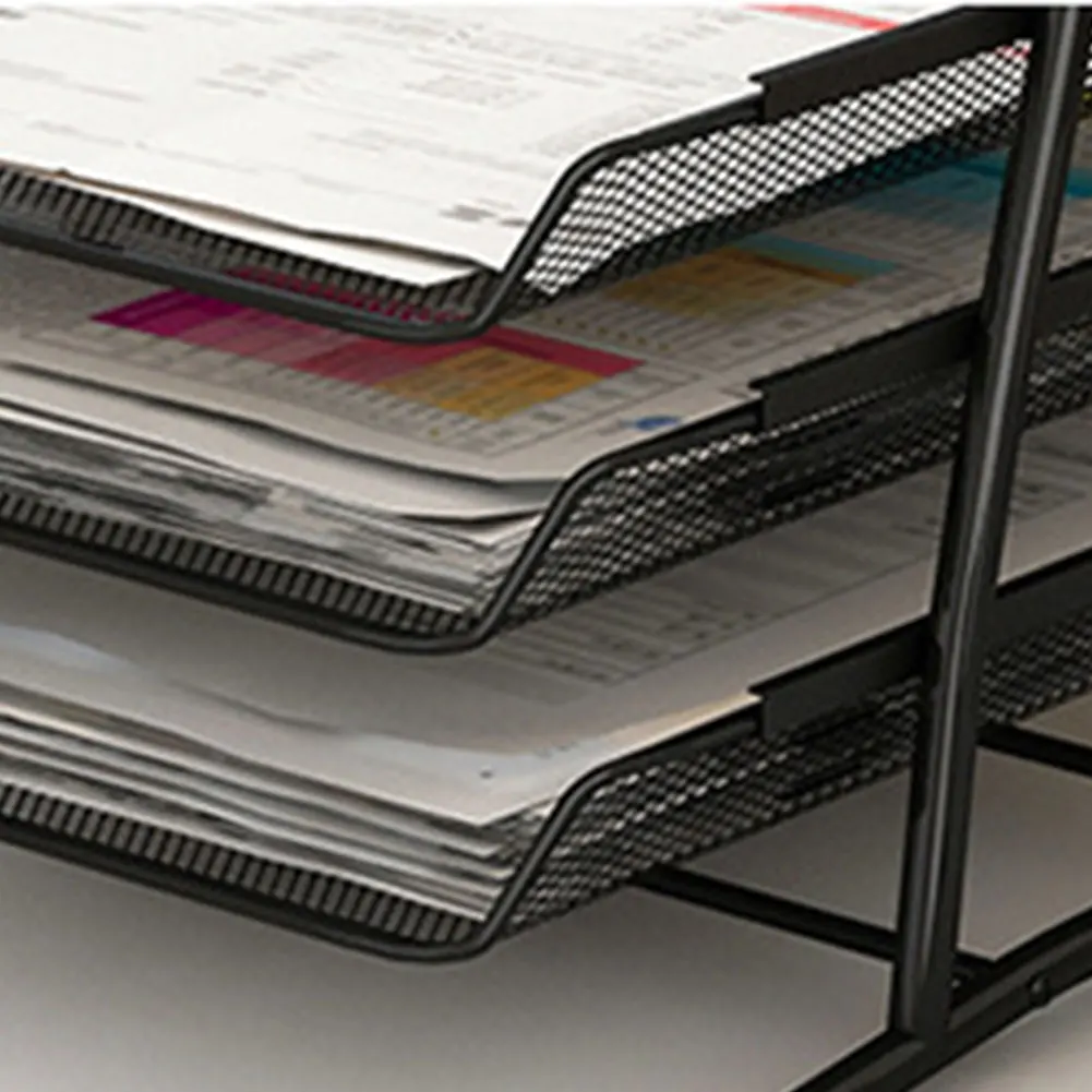 3 Tier Holder Detachable Document Tray A4 DIY Metal Mesh Magazine Frame ...
