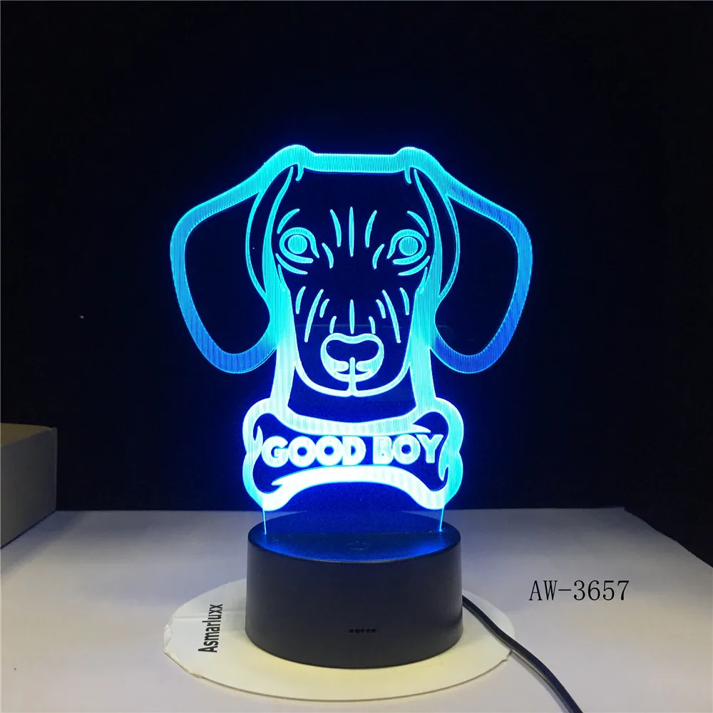 Beagle Basset Hound Pug puppy Dog Doggy 3D LED Night light RGB USB lamp ...