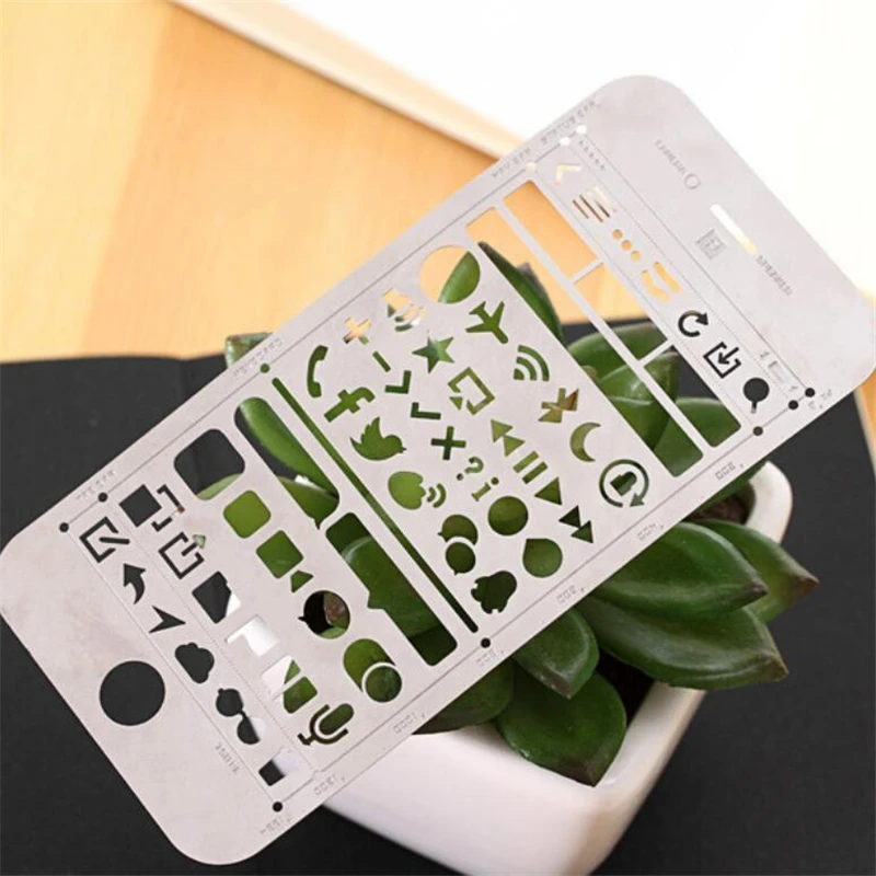 1PC Cute Rulers Kawaii Hollow Stencil Creative Phone Metal Ruler For ...