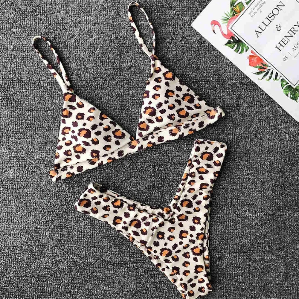 2019 Sexy leopardo estampado Bikini mujer traje de baño Sexy mujer ...