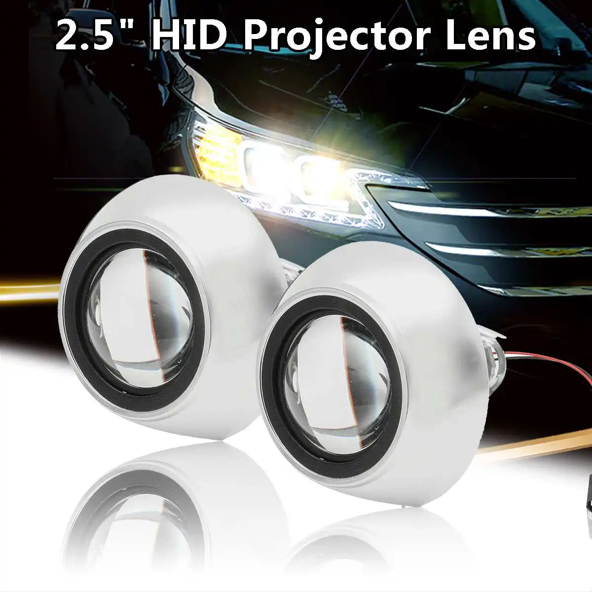 2Pcs LHD Car Motor Mini for HID Projector Lens Angle Eye Halo Lens Kit ...
