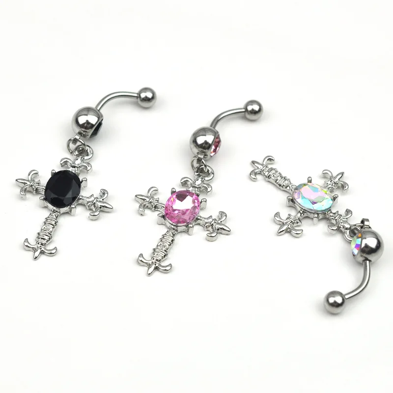 Hot-Fashion-Belly-Jewelry-Rhinestone-Cross-Belly-Button-Ring-Allergy ...
