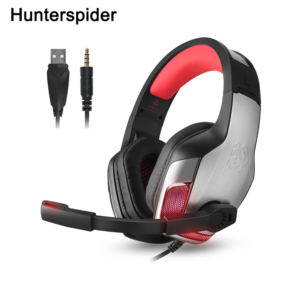 Hunterspider V4 3.5mm Headsets Bass Gaming Headphones with Mic LED ...