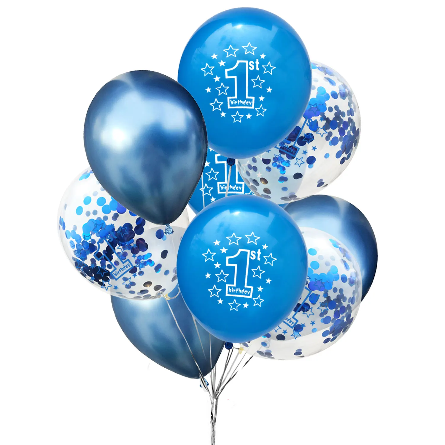 AMAWILL 1st Birthday Balloons Set Pink Blue Confetti Latex Balloons For ...