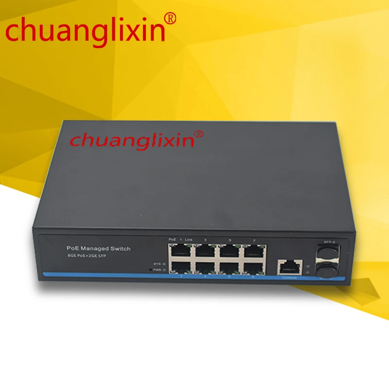 WEB management POE 24V & 48V power supply Fiber switch 1000M 8 port+2 ...