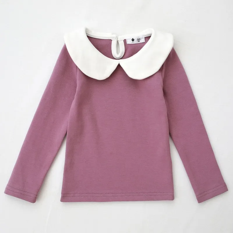 Kids Clothing Fashion Peter Pan Collar Cotton Girls Shirts Long Sleeves ...