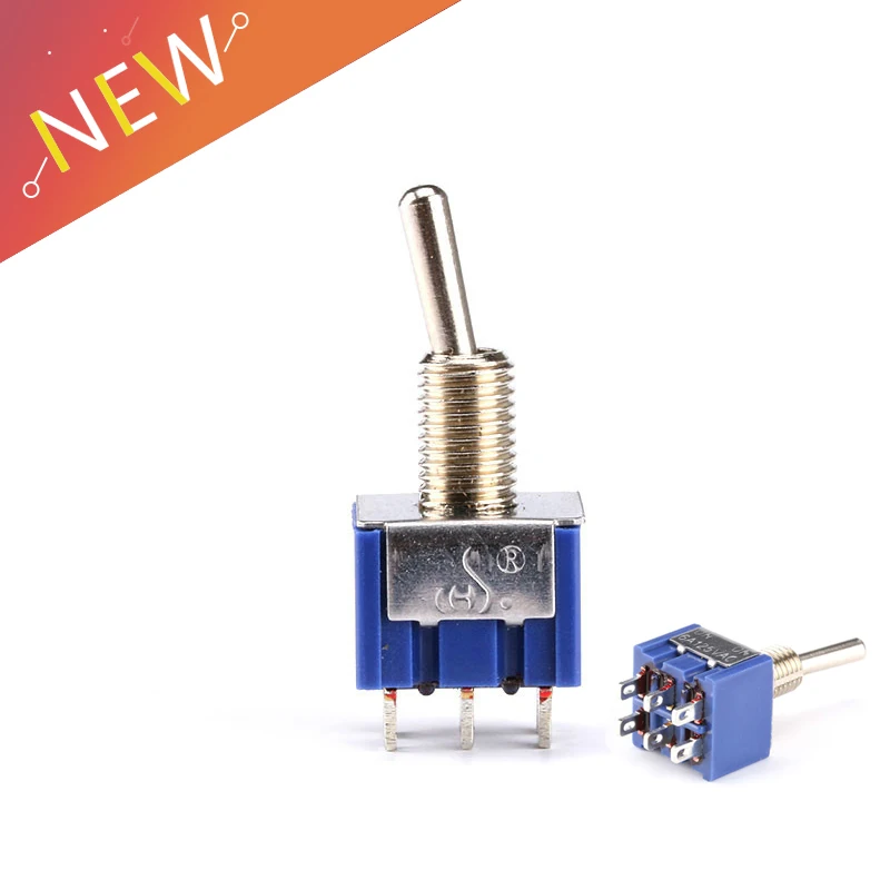 Mini interruptor de palanca en miniatura, 5 unidades, 2 posiciones, SPDT, 6 pines|Conmutadores ...