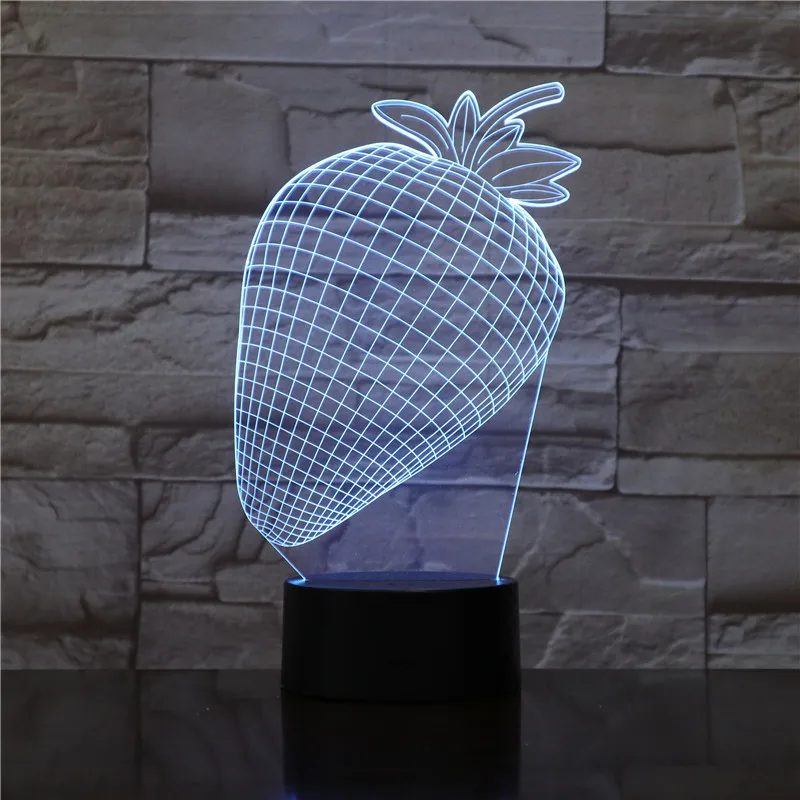 Home Decor 7 Color Changing Luminaria Gifts Strawberry Modelling 3d Led ...