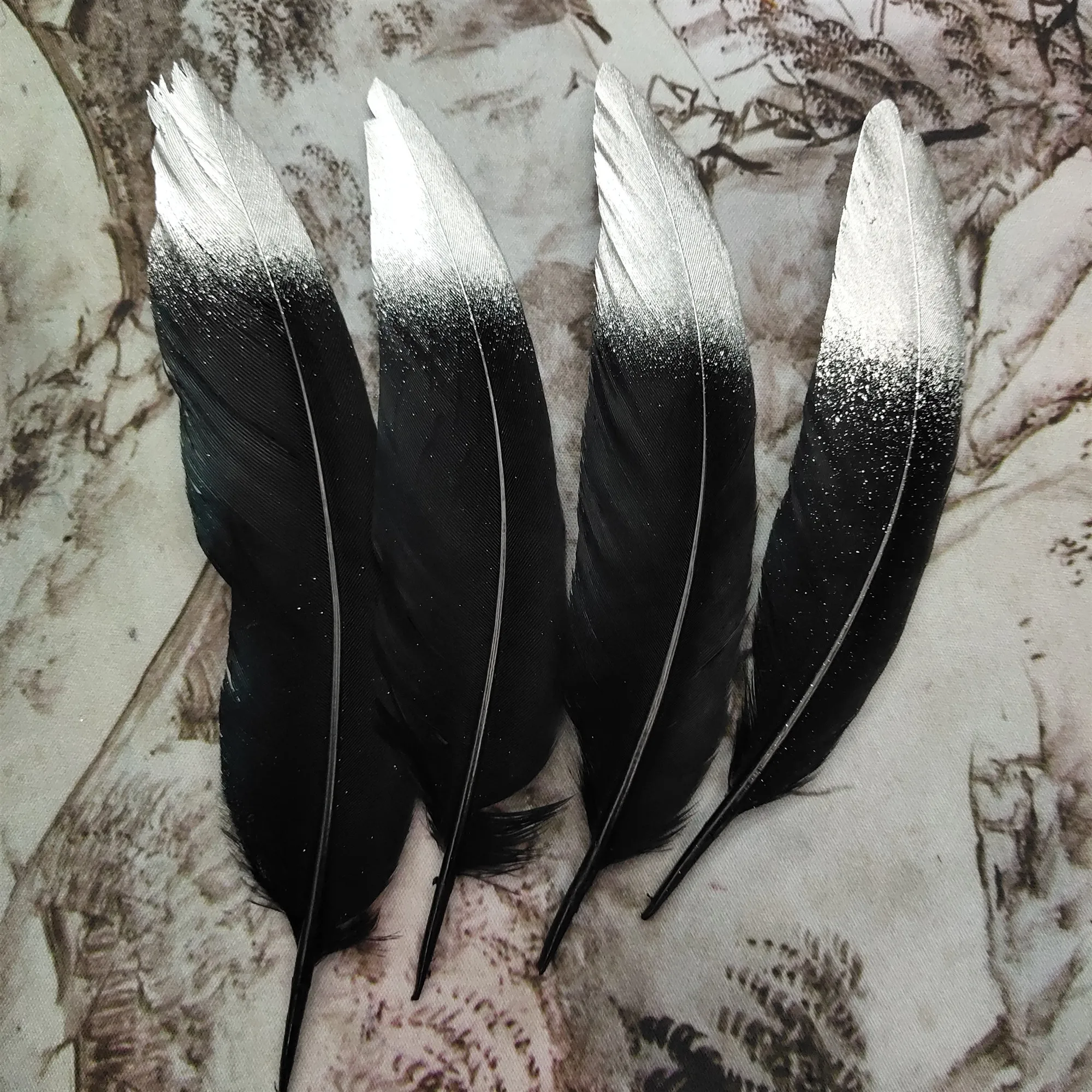 New-50pcs-30-45cm-12-18inch-Black-and-Silver-Silver-Pheasant-Tail ...