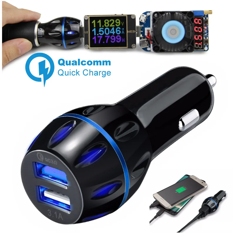 QC 3.0 Fast Charge Car Charger 6a 2 Usb Qualcomm Quick Charge Mobile ...
