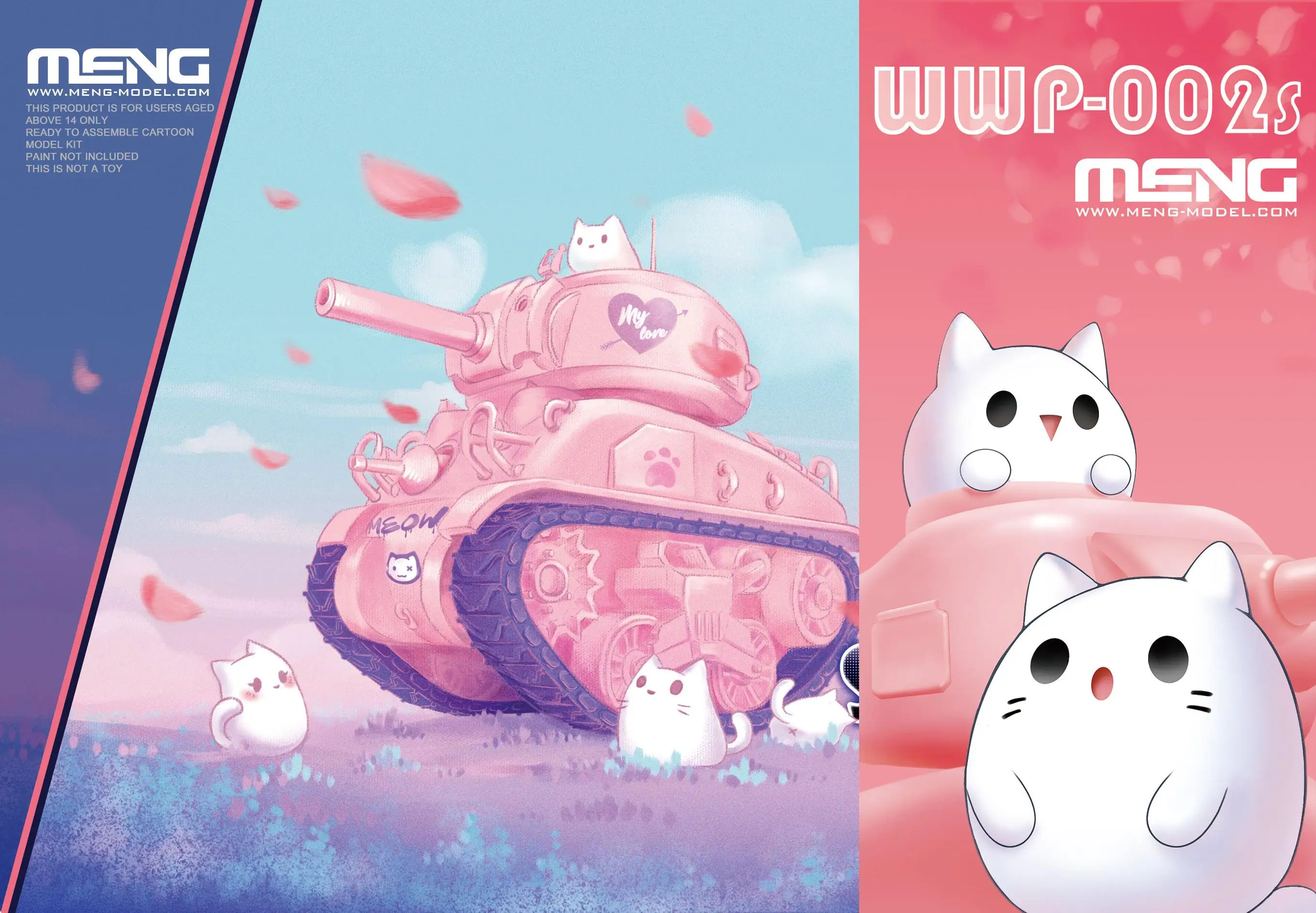 Meng Cat WWP-002s M4A1 Sherman (Cat Character) World-War Toons Pink ...