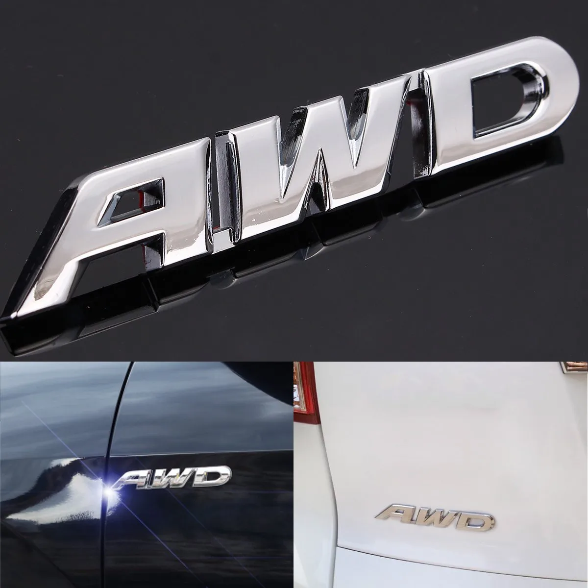 Metal Auto 3D AWD Logo Emblem Stickers SUV Body Decal Chrome Car ...