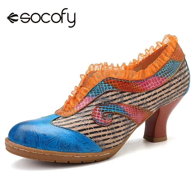Aliexpress.com : Buy SOCOFY Elegance Lace Ladies Shoes Genuine Leather ...