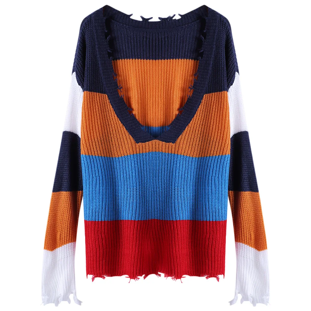 Aliexpress.com : Buy Kenancy Fashion Color Block Stripe Sweaters Women ...