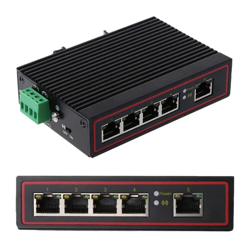 Diewu 5 Ports Industrial Metal Case Ethernet Switch 10/100Mbps Rj45 ...