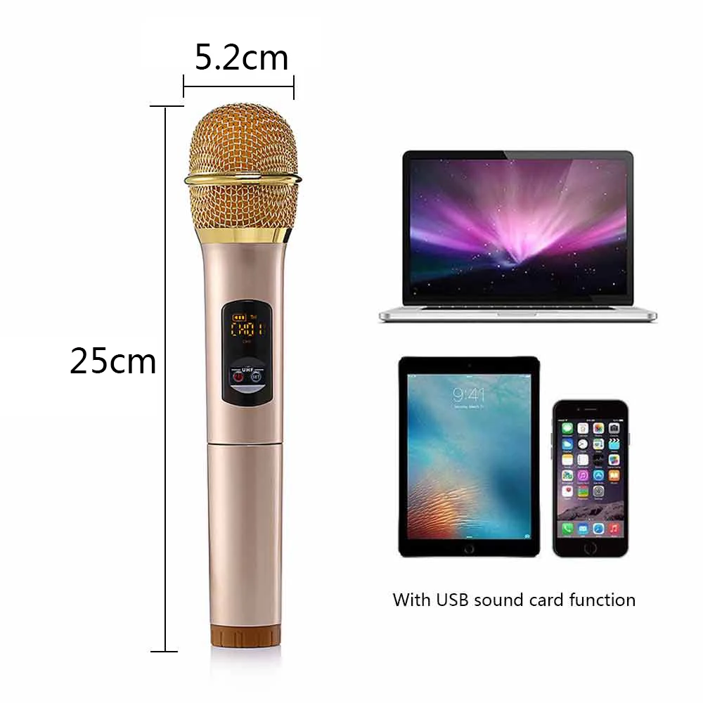 2Pcs UHF Wireless Microphone Bluetooth 3.0 Karaoke Mic For Ios Android ...
