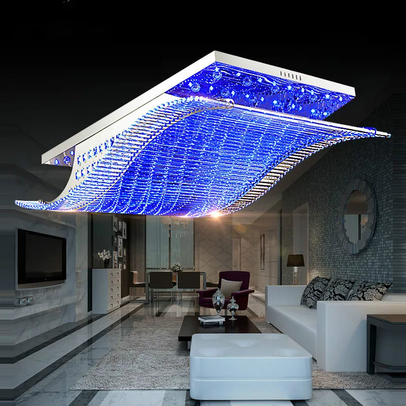 Colorful Modern Wave LED Remote Control K9 Crystal Ceiling Light for ...
