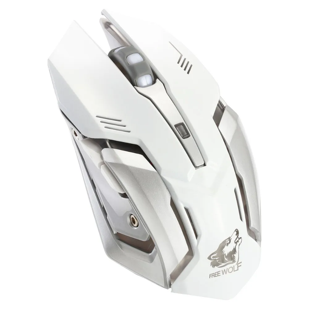 White Led Laser Light Gaming Mouse 1600DPI USB Charger Battery X7 ...