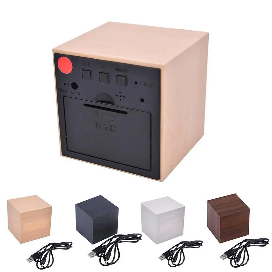 USB / Battery Powered Mini Wooden LED Digital Clock Desktop Alarm Clock ...
