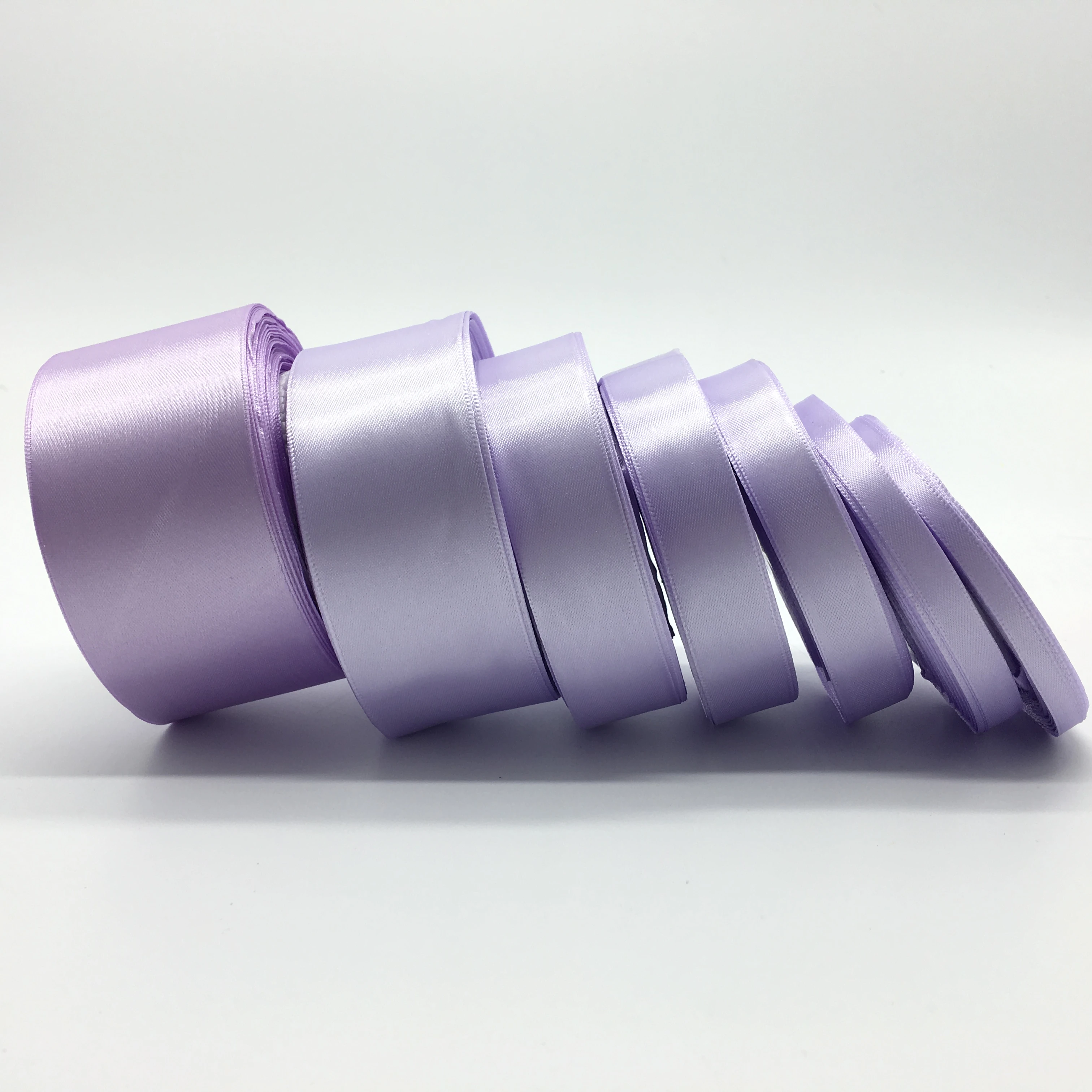 6mm 10mm 15mm 20mm 25mm 38mm 50mm(1Roll 25yds)Light purple Satin Ribbon ...