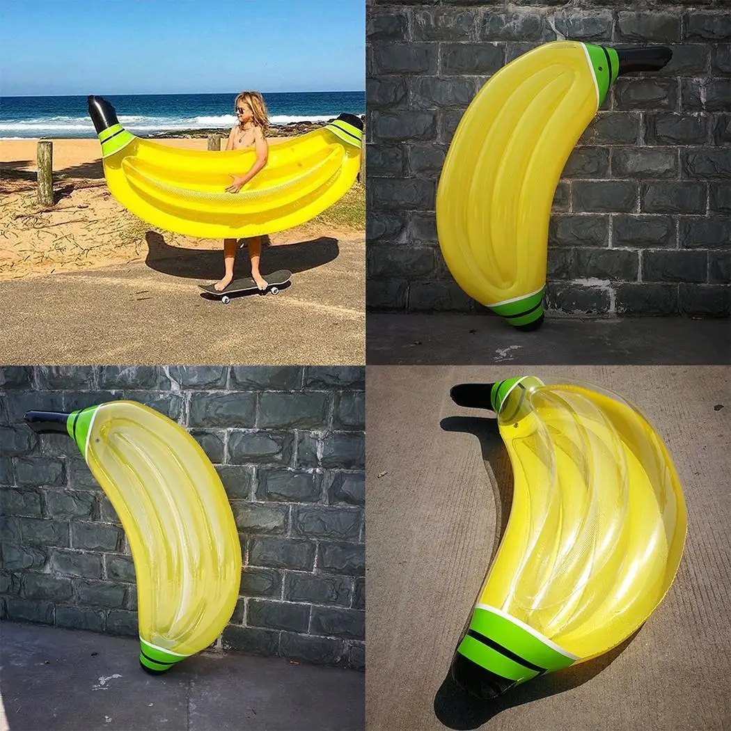 Inflatable Banana Shape Floating Row Water Bed Yellow Float Swimming ...