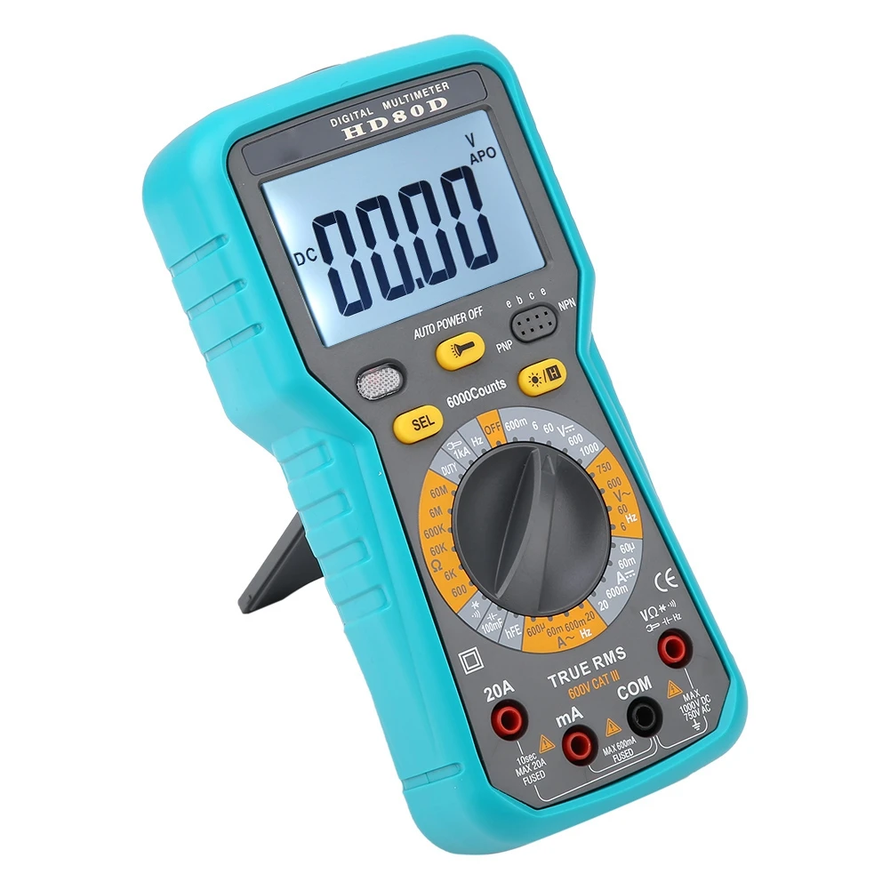 HD80D 6000 Counts Digital Multimeter ACV/DCV Electric Hand Held Tester ...