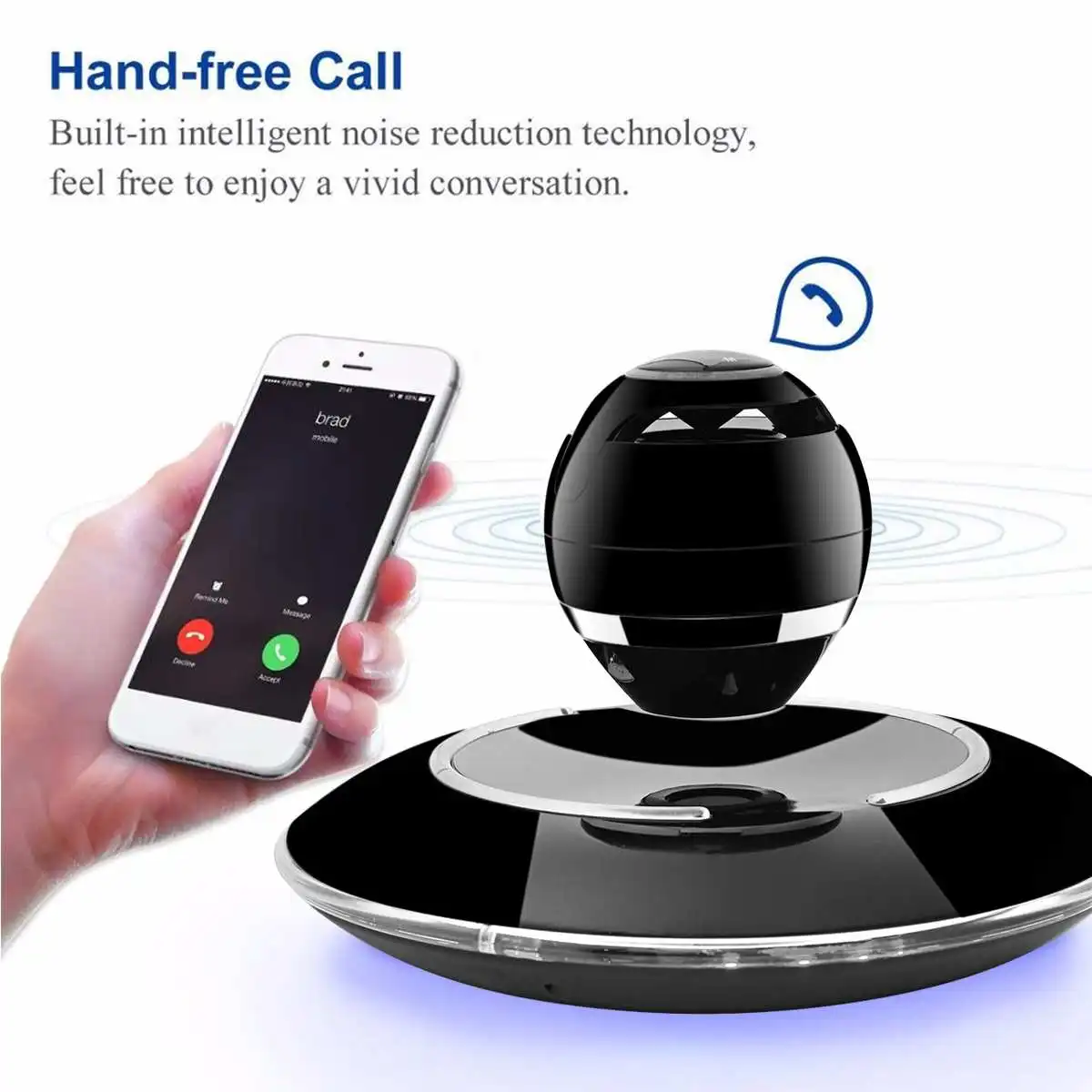 LED Magnetic Levitation Wireless bluetooth Speaker 360 Auto Rotating ...
