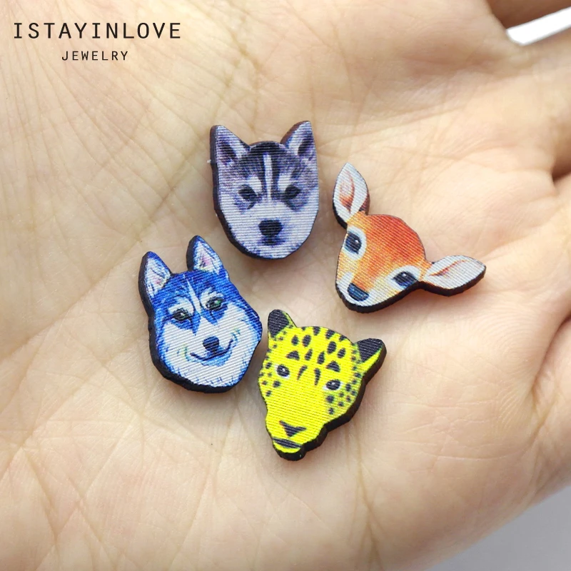 Handmade-Jewelry-Making-Beads-Laser-Cut-Wooden-Animal-Wolf-Deer-Leopard ...