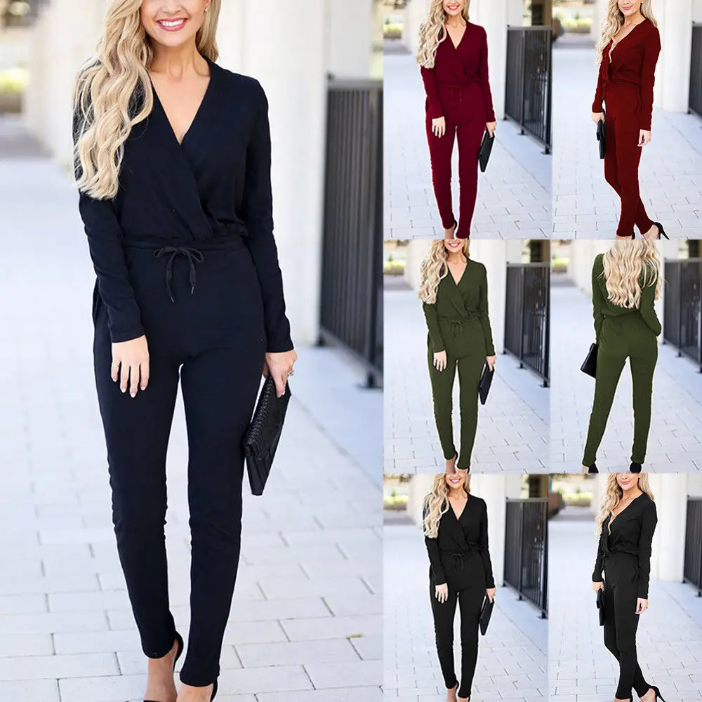 Women Ladies Party One Piece Jumpsuit Romper Elegant V Neck Long ...