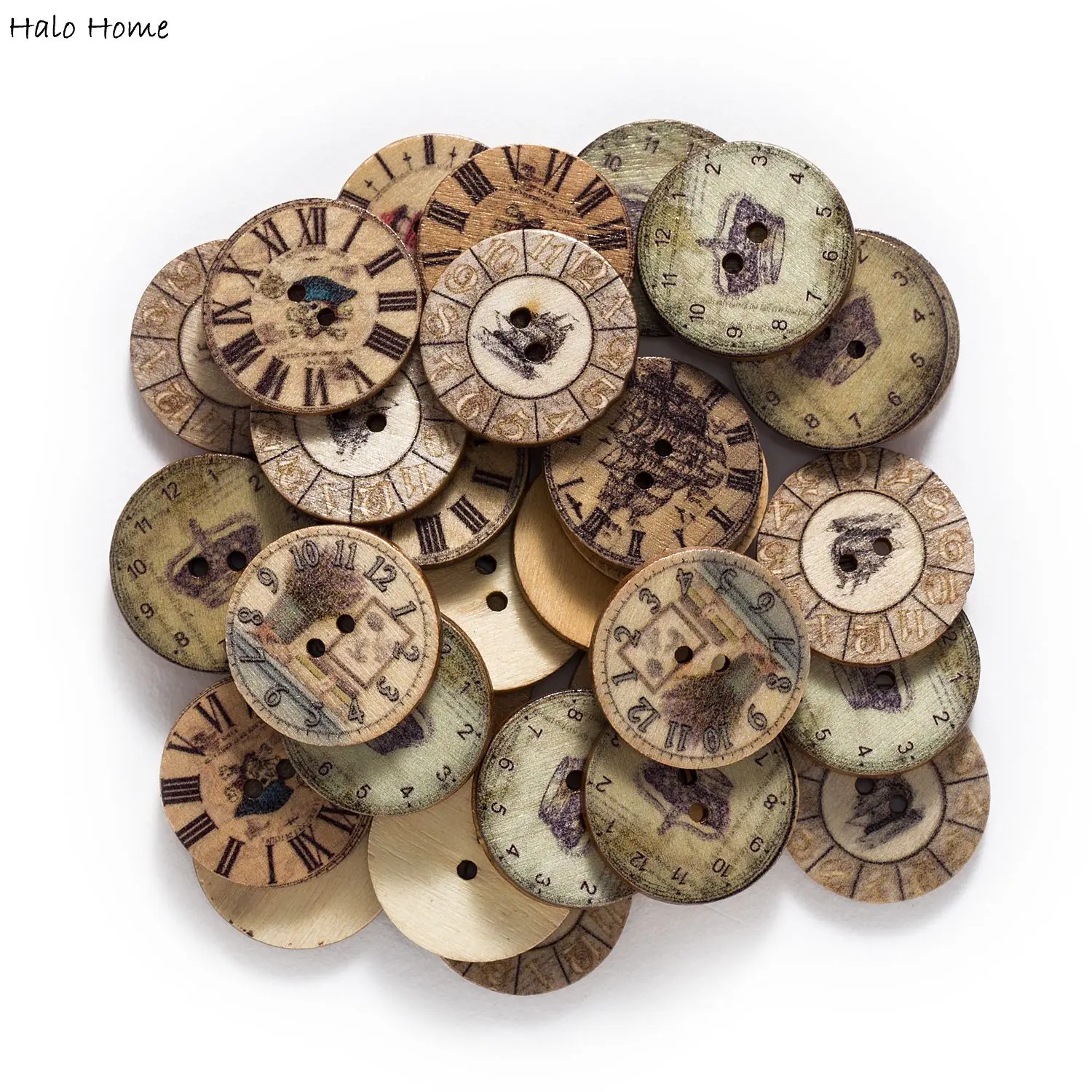 50pcs-Clock-theme-Wood-Buttons-for-Handwork-Sewing-Scrapbook-Clothing ...