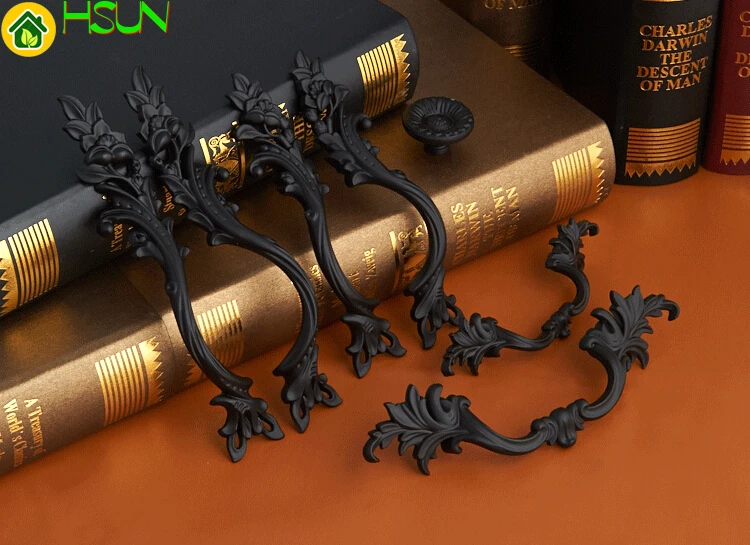 Bouton-de-commode-noir-r-tro-poign-e-MELPulls-Droor-Foy-rustique-mat ...