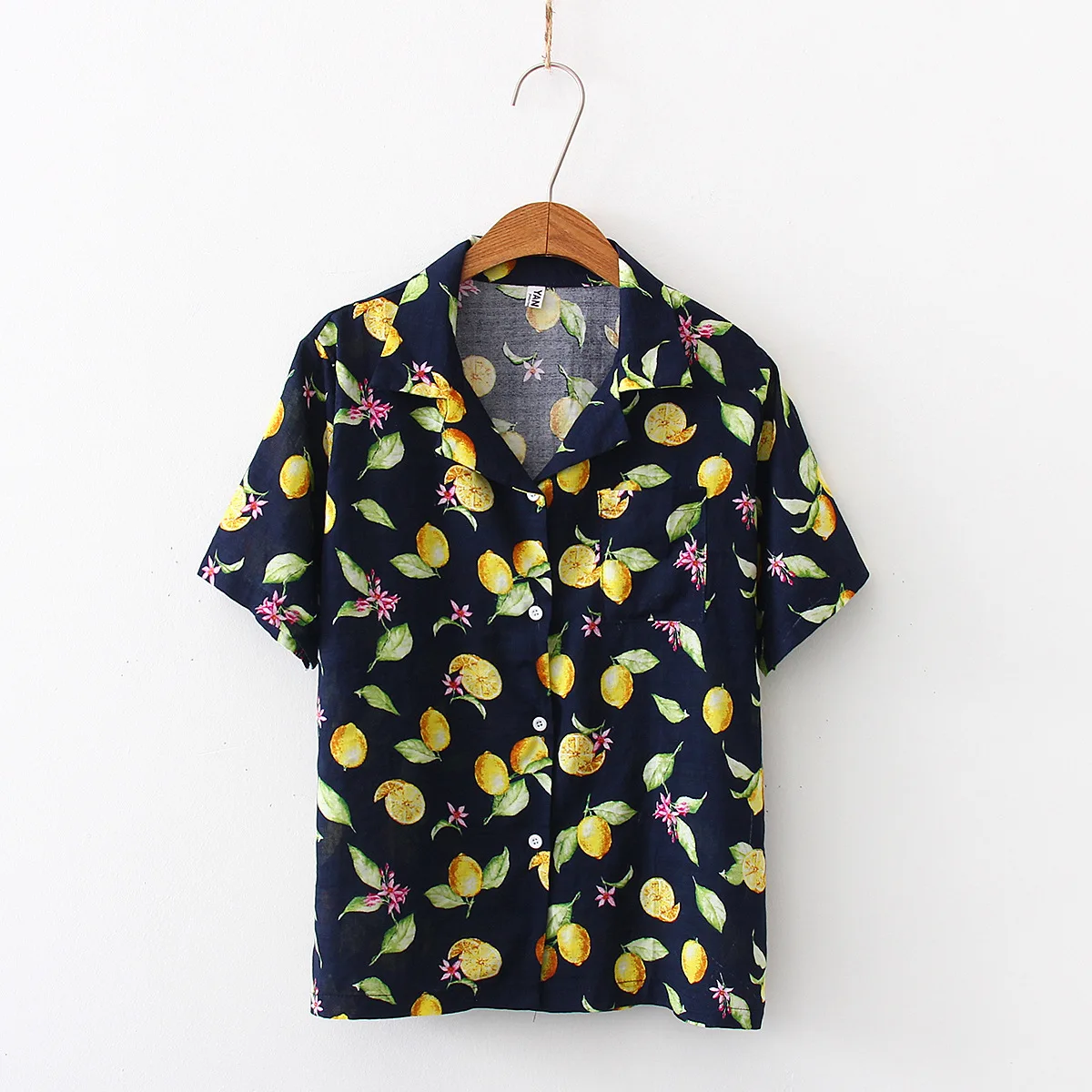 2019 Summer NEW Women Short Sleeve Lemon Floral Printed High Quality ...