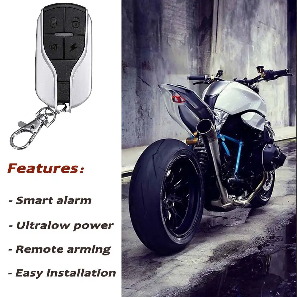 Motorcycle Burglar Alarm Motorbike Security Set Locking Alarm Remote ...