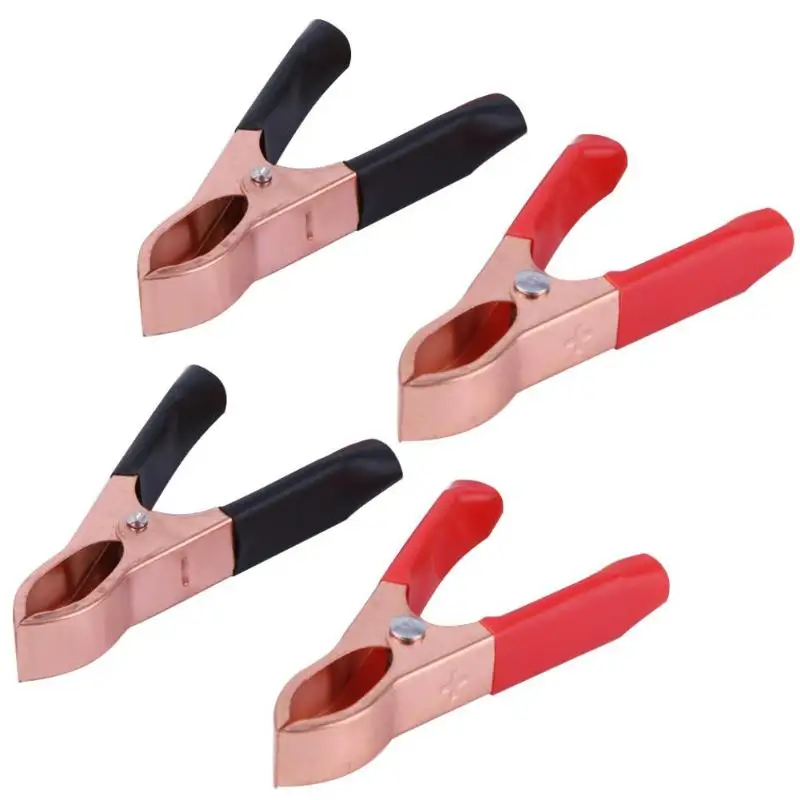 4Pcs 30A Red Black Crocodile Clamps 72/75mm Alligator Clip Handle Cable ...