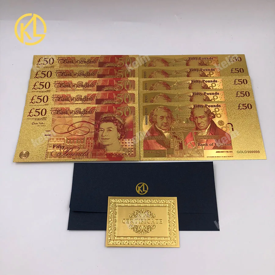 10pcs/lot Colored 24k Gold Foil British Banknote 10 Pounds Note for ...