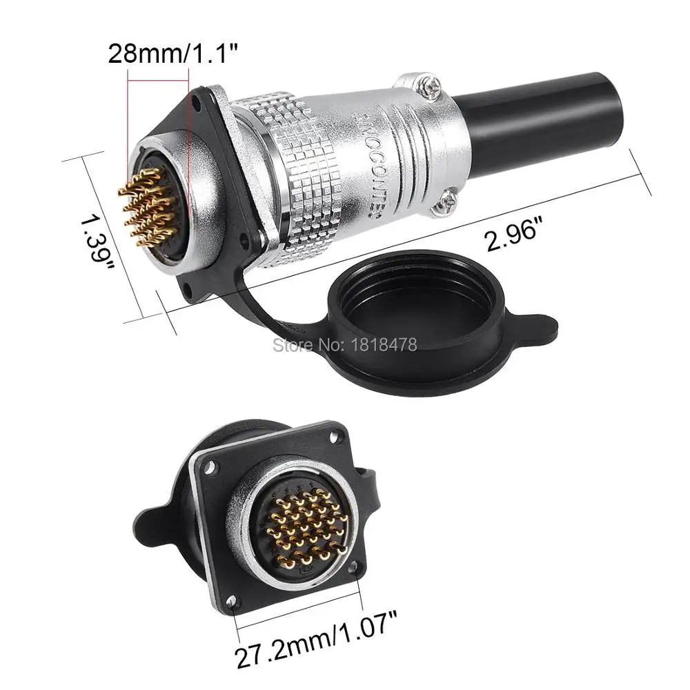 PLS28 24 กันน้ำไฟฟ้า Deck 24 Pin Circular Connector ปลั๊ก 10A 500 โวลต์ ...