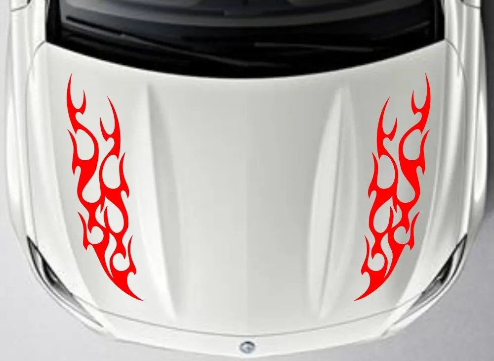 Universal Fashion Car Racing Flames Fire Hood Decals Vinyl Graphics ...