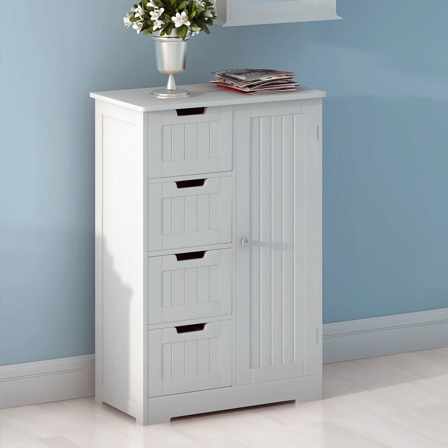 Panana Wood Free standing 1 Door 4 Drawers Cabinet Bathroom Furniture ...