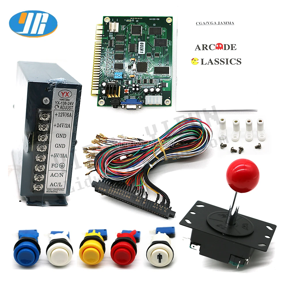 One Player DIY Arcade Kit Jamma 60 In 1 Classic Multi Game PCB Board ...