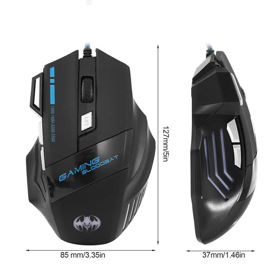 Professional 7 Buttons 5500DPI USB Optical Wired Scorpion, Spider DC 5V ...