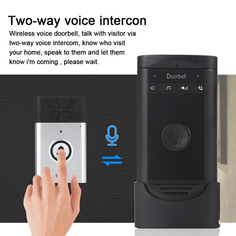 Wireless Intercom Doorbell, Voice Two-Way Portable Walkie-Talkie ...