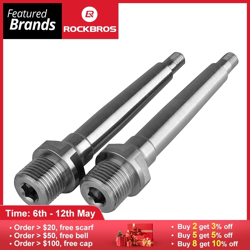 ROCKBROS Bike Bicycle Titanium Alloy Ti Pedal Spindle Axle Pedals ...